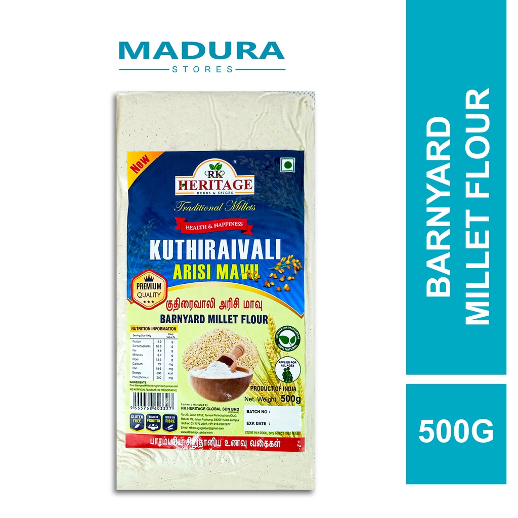 RK Heritage Kuthiraivali Arisi Mavu Barnyard Millet Flour 500g / Tepung ...