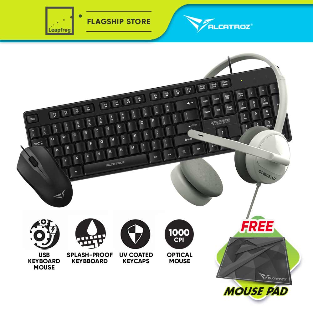 Alcatroz Xplorer C3300 Silent USB Keyboard & Mouse | Bundle Stereo ...