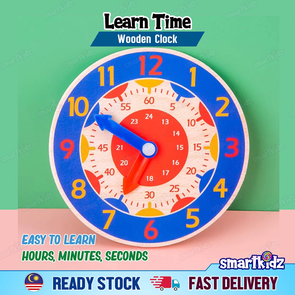 Learn To Tell the Time - Preschool Teaching Clock Model Toy Wooden for ...