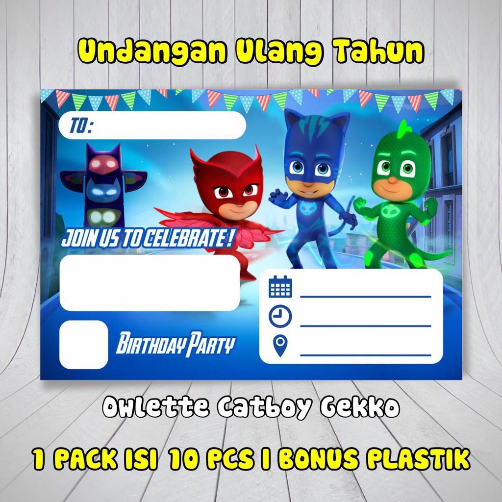 Pj Catboy Owlette Gekko Birthday Invitation 10 Sheets | Shopee Malaysia