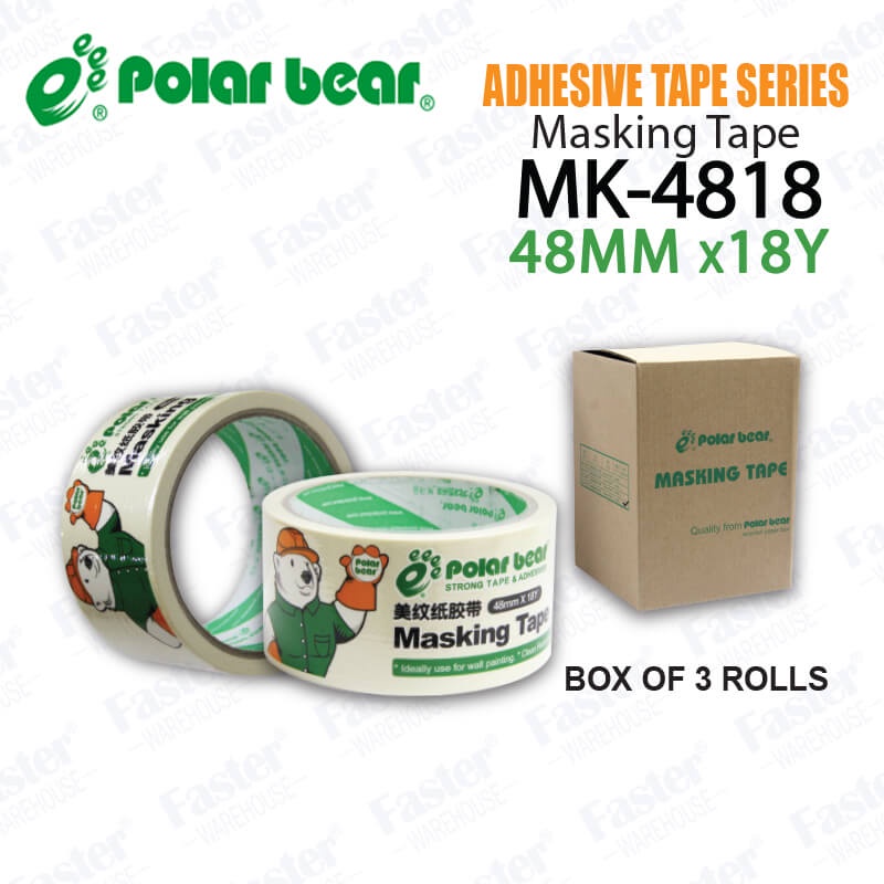 【CLEARANCE】Polar Bear MK-4818 Masking Tape (48MM × 18Y) (3 rolls ...