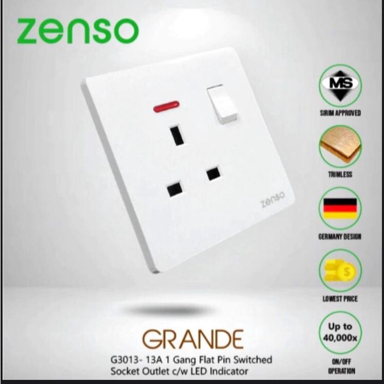 Zenso Grande Switches & Socket White Colour 13A & 15A and Air Con ...