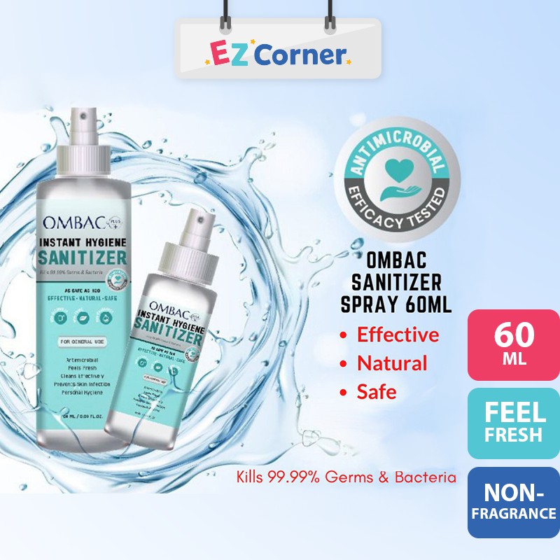 EZCORNER Ombac+ Instant Hygiene Hand Sanitizer Spray 60ml Personal Care ...