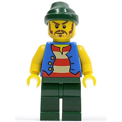 LEGO MINIFIGURE pi099 Pirate Blue Vest, Dark Green Legs, Dark Green ...