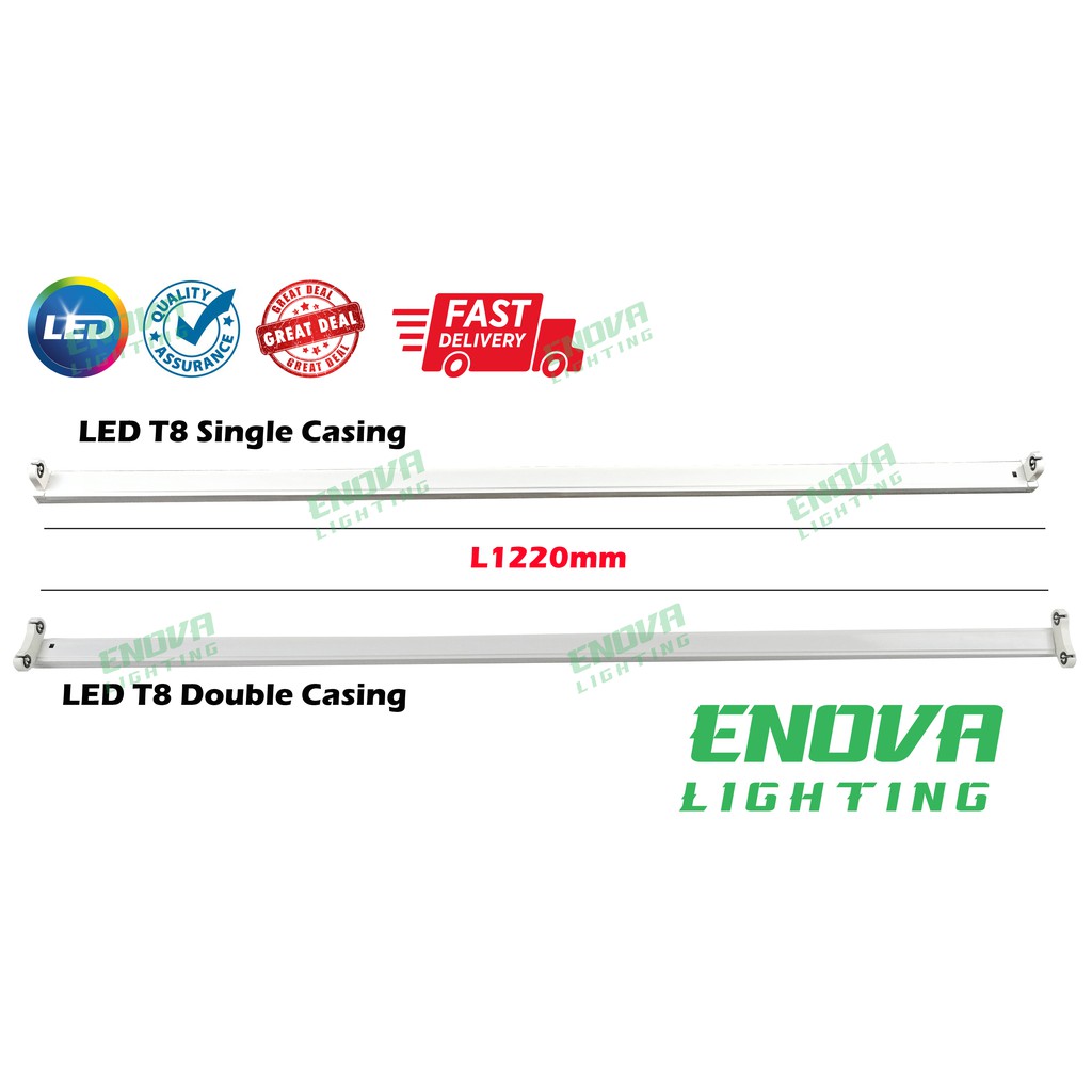 Single & Double Fitting T8 (4FT) LED Tube Fitting(Casing) | Shopee Malaysia