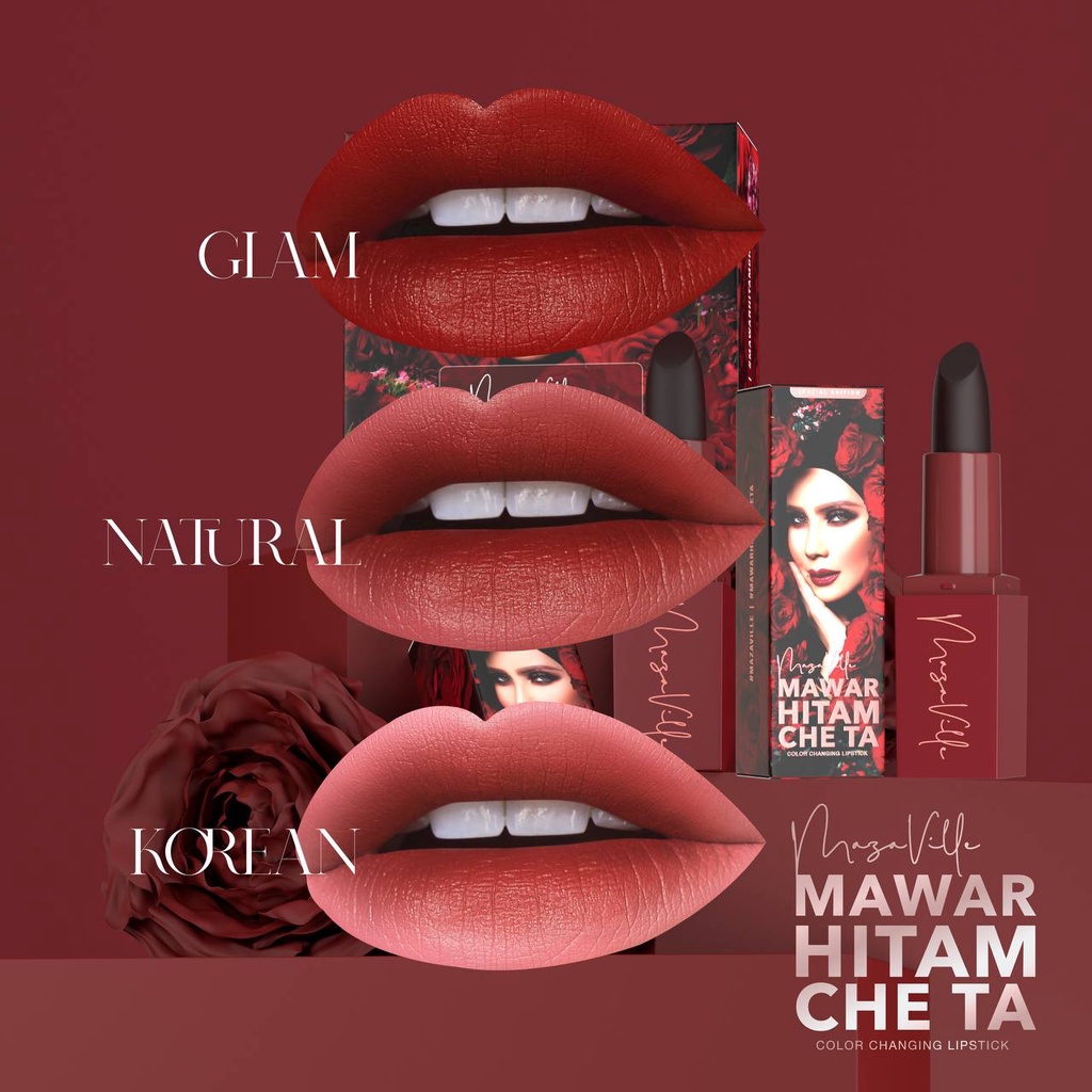 Lipstik Mawar Hitam Che Ta Lipstick Black Rose Cheta Gincu Merah Sah ...