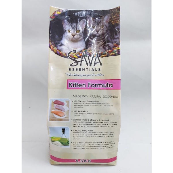 🤩Sava essential 1.5kg kitten / adult dry cat food makanan kucing brand ...