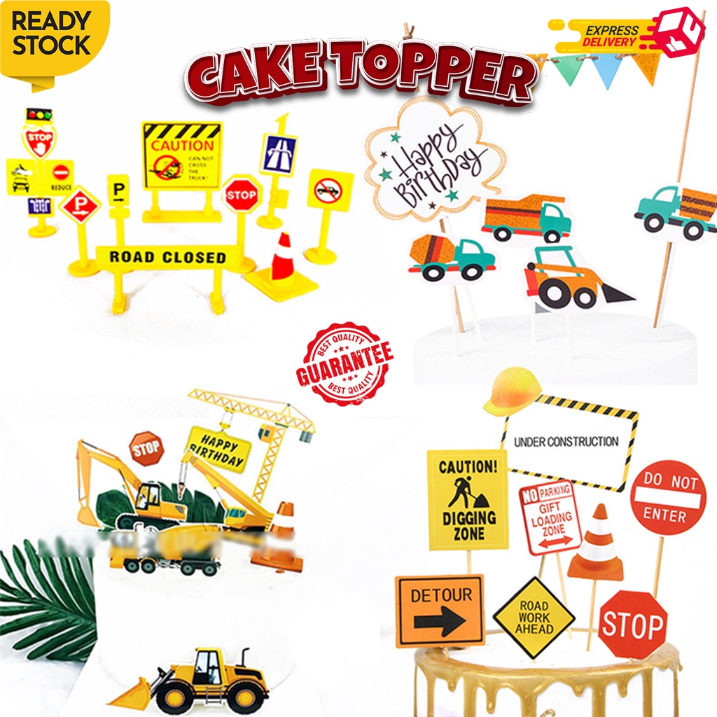 🇲🇾IN STOCK🇲🇾 Construction Cake Topper | Road Sign | Tower Crane | Truck ...