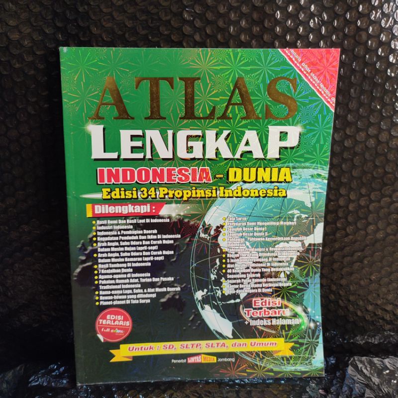 Complete Atlas - Indonesian Atlas and World Atlas Edition 34 Provinces ...