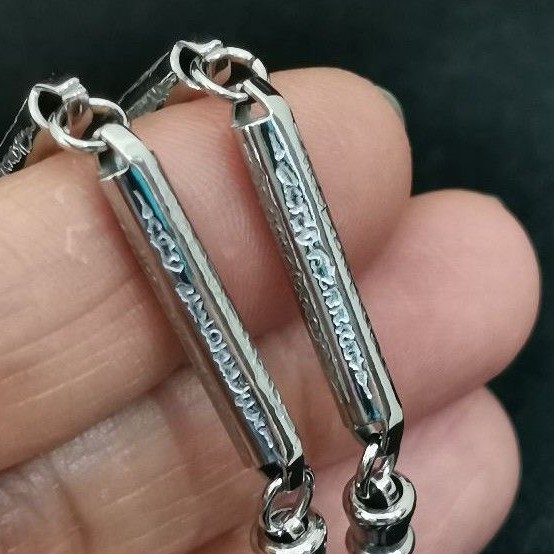 4mm Thickness Stainless Steel Five line Scripture Amulet Necklace L70cm ...