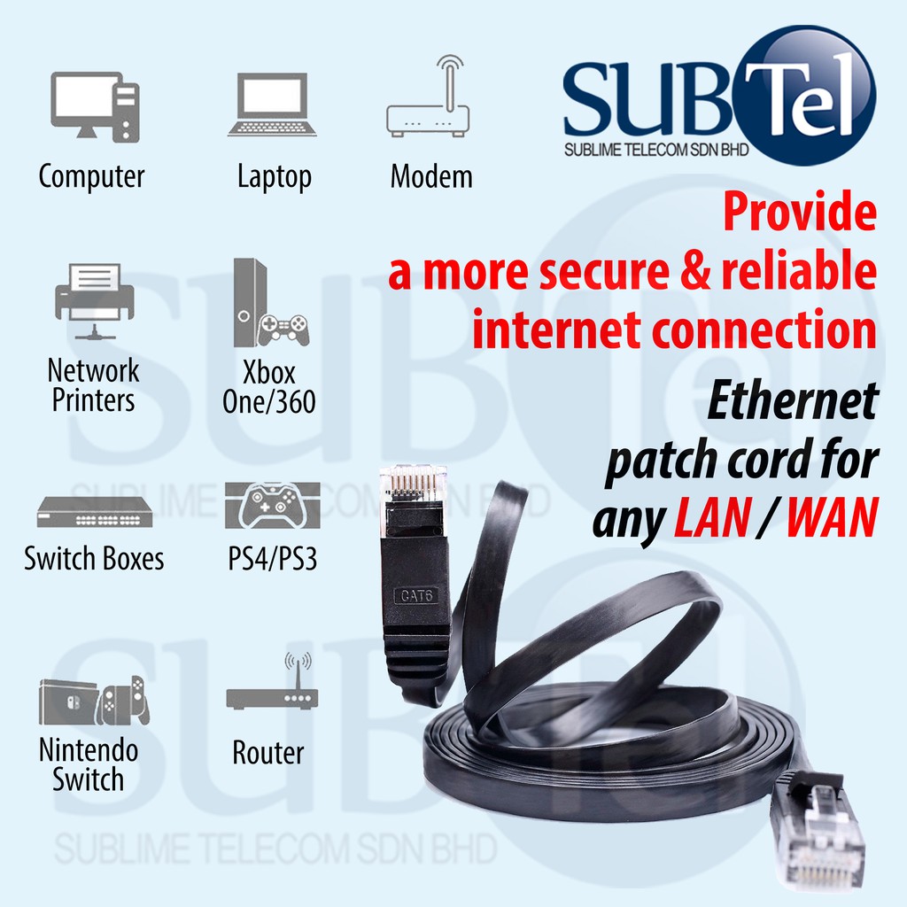 CAT6 Flat Patch Cord LAN Cable Gigabit Ethernet 10G RJ45 UTP 10M 15M ...