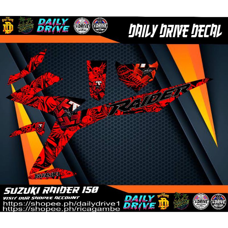 Suzuki Raider 150 Fi Decal Sticker ( tribal red design) | Shopee Malaysia