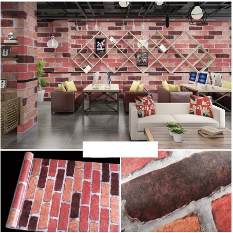45cm x 10m Brick Wallpaper Kertas Dinding Bata Wall Sticker brick ...