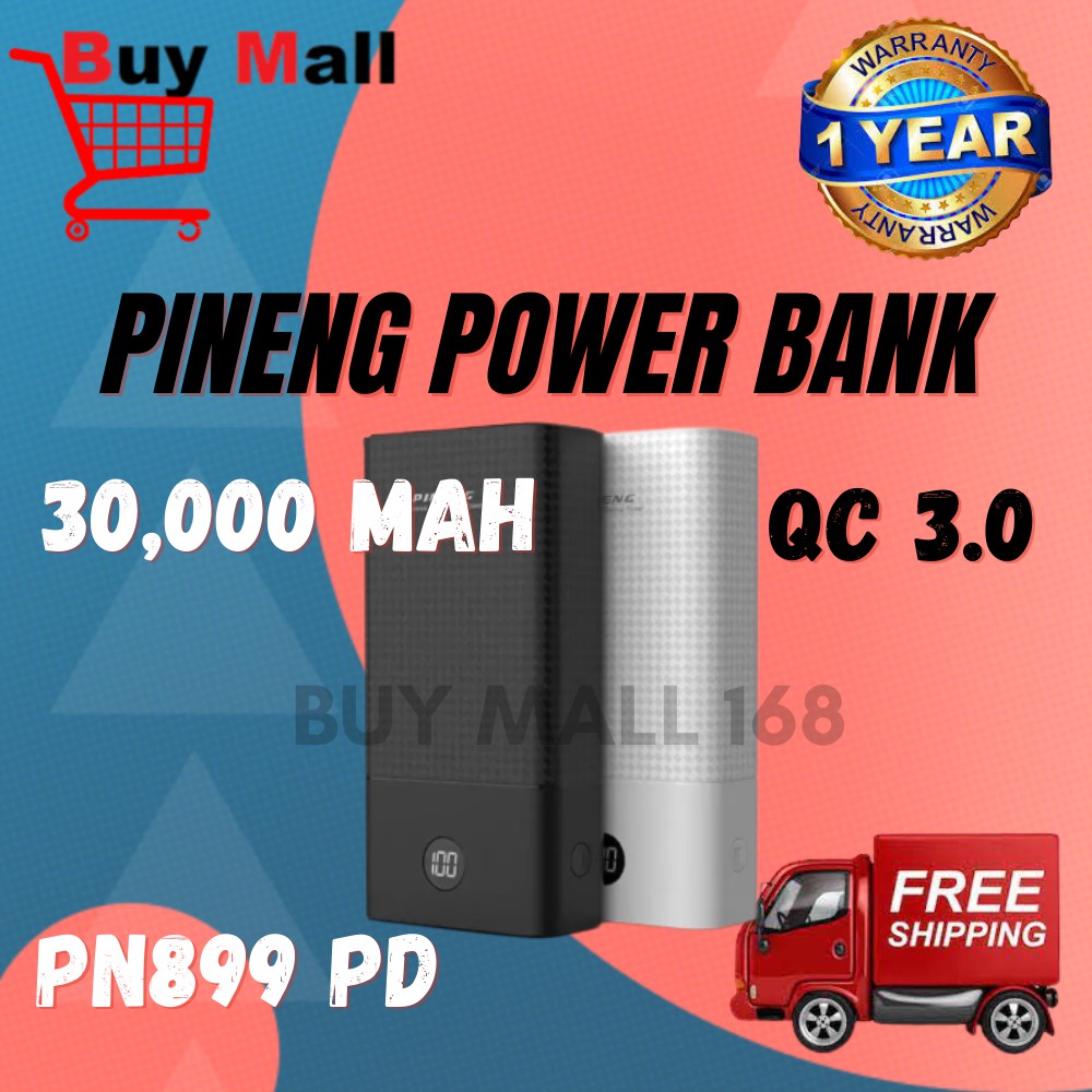 100% ORIGINAL PINENG POWER BANK PN-899 PD 30000mAh PowerBank QUICK ...