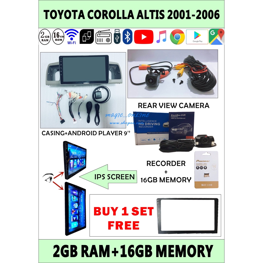 TOYOTA COROLLA ALTIS 2001-2006 1 SET CAR PLAYER(ANDROID PLAYER 9 ...
