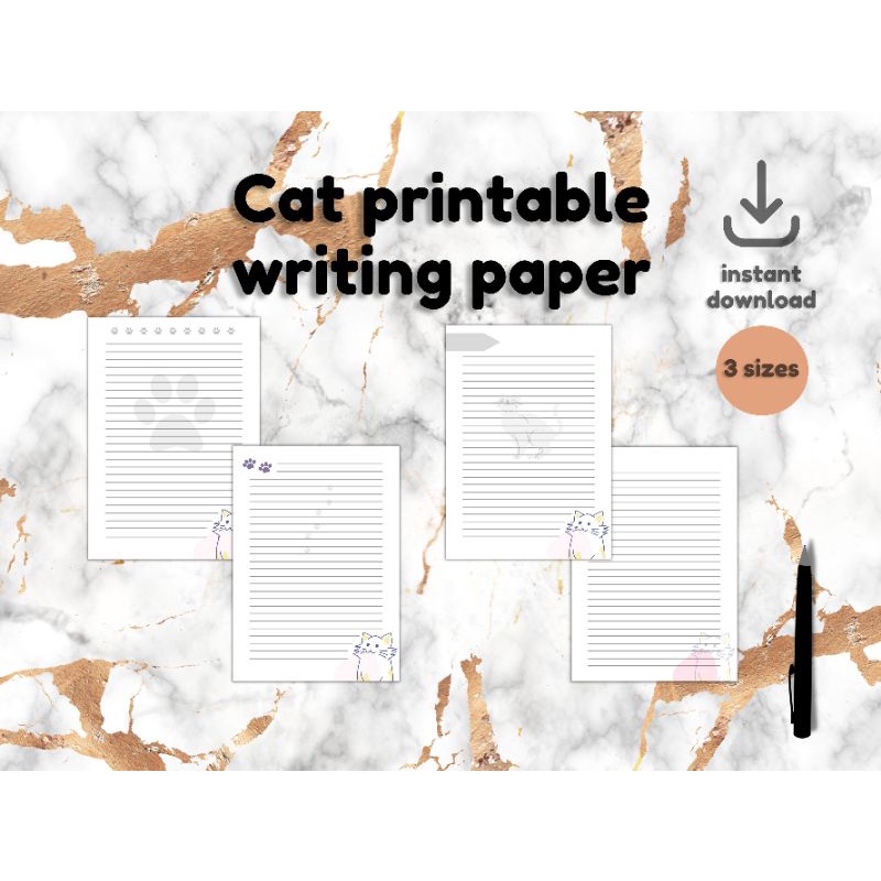 digital printable cat writing paper pdf cat style | Shopee Malaysia