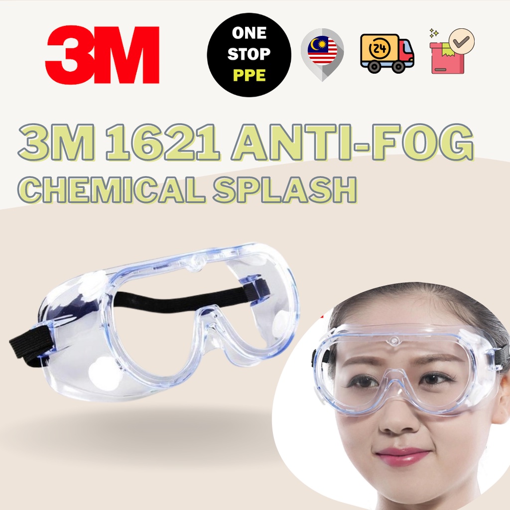 3M 1621 Safety Chemical Splash Goggle Anti Fog - 1 pc | Shopee Malaysia