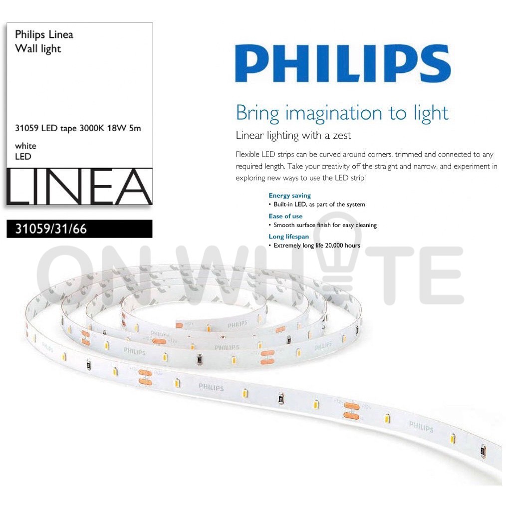 PHILIPS LED Strip 18W 3000K 5M C/W Power Supply 12V [DLI 31059] 31058 ...