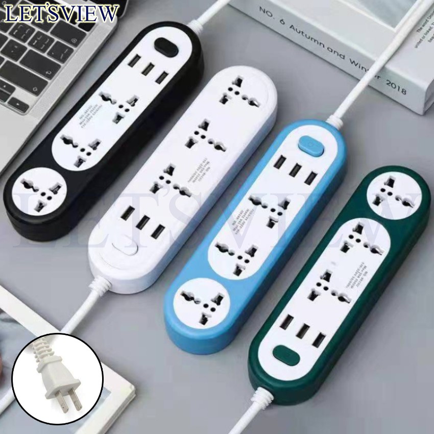 Letsview Universal Outlet Extension Cord Power Socket 250V 250W with 3 ...