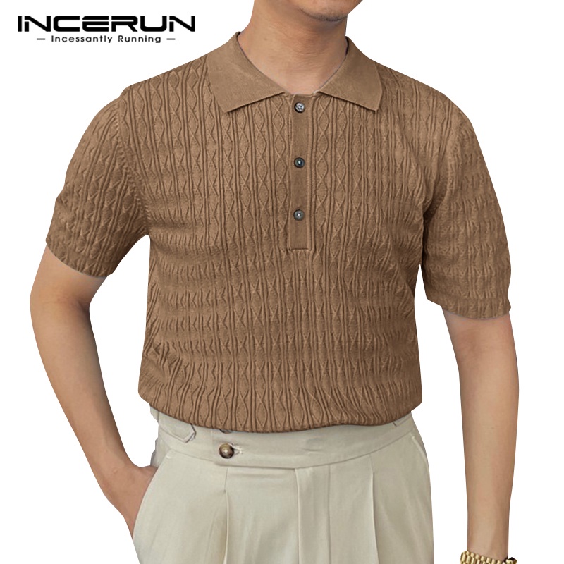 INCERUN Summer S-5XL Men's Short Sleeve Turndown Collar POLO Shirts ...