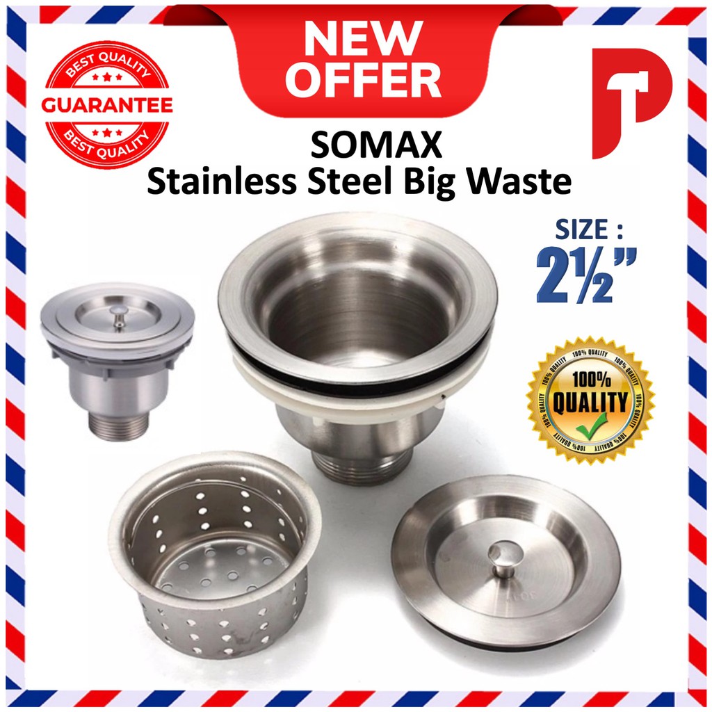 Stainless Steel 2 1/2” Waste 🔥 Ready Stocks 🔥 Kitchen Basin Strainer ...