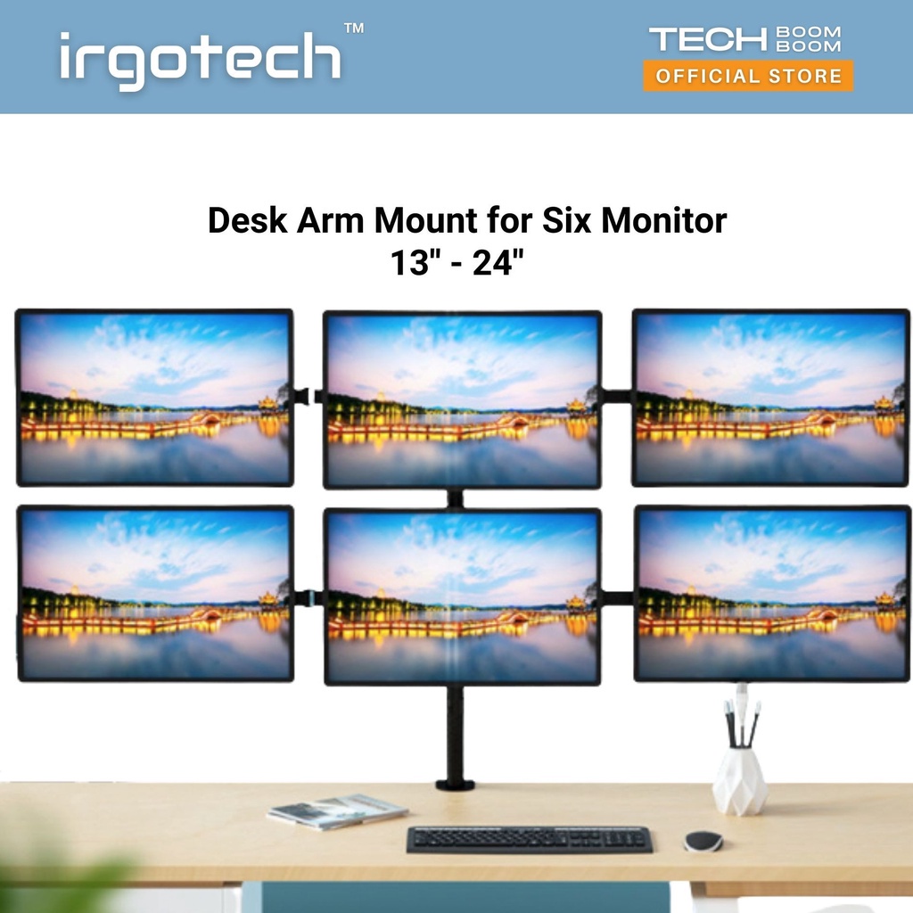 IRGOTECH Monitor Arm for Six Monitor up to 24 inch, Monitor Stand with ...