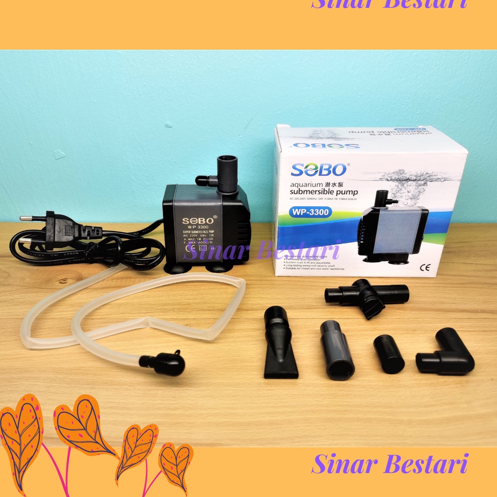 SOBO Aquarium Submersible Mini Water Pump Pam SOBO WP-3300 鱼缸迷你水泵 water ...