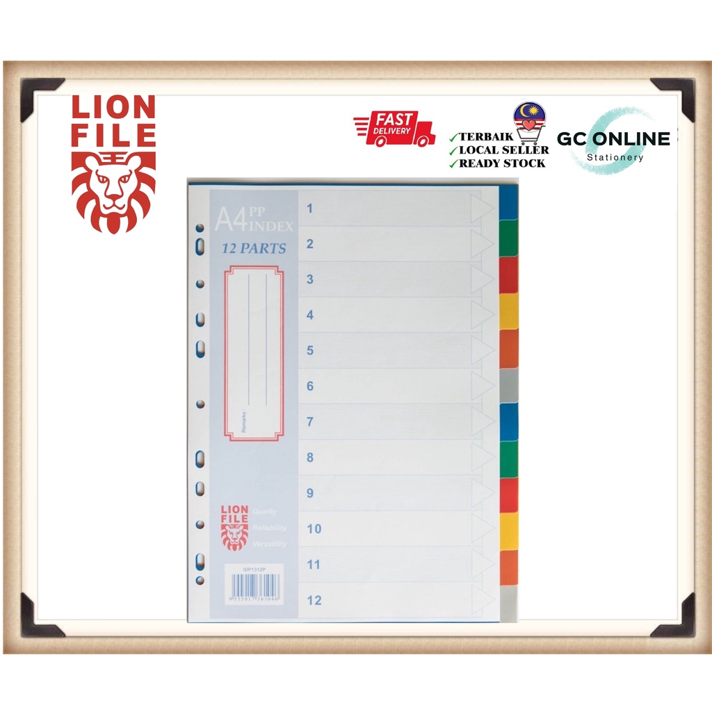 Lion 12 Tabs Colour A4 PP Index Divider | Shopee Malaysia