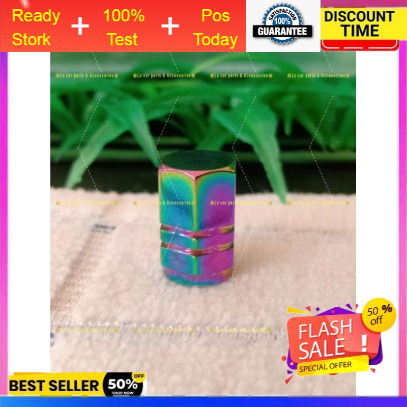 Titanium Nut Wheel Sport Rim Cap Rainbow Colour Air Tayar Valve Tire ...