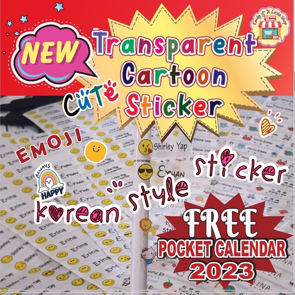 🔥⚡Ready Stock⚡🔥 Transparent Cartoon Name Sticker Sticker Nama Kartun ...