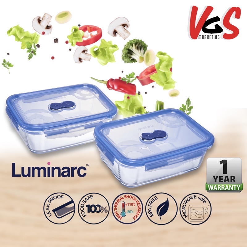 LUMINARC Pure Box Active Rectangle Container 1220ml | Shopee Malaysia