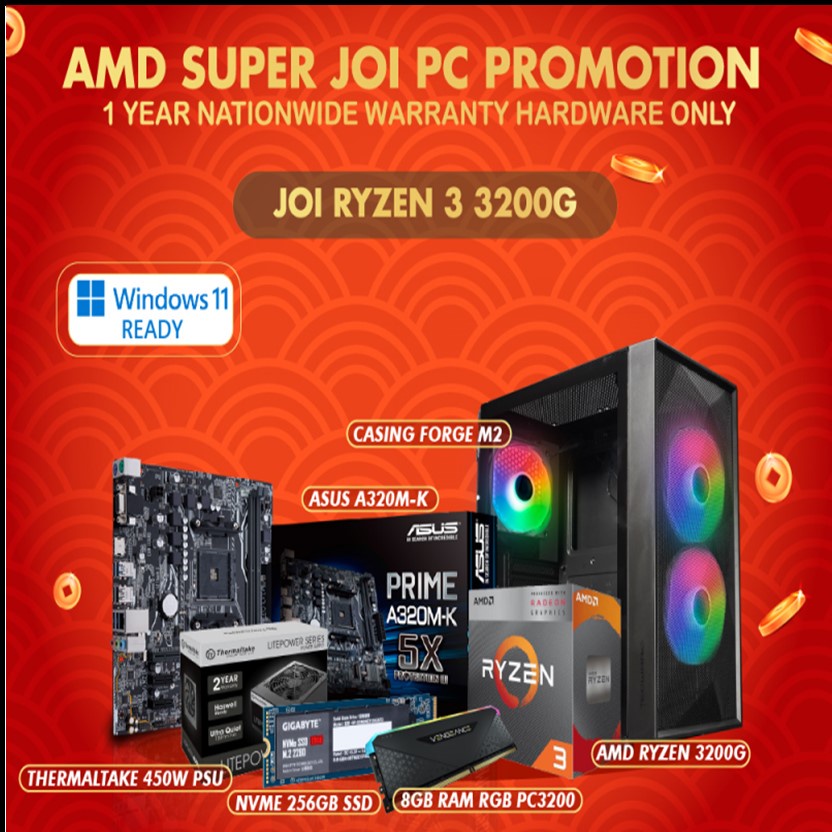 AMD Ryzen 3 3200G DIY Desktop PC Set （ RYZEN 3 3200 , 8GB RAM DDR4 ...