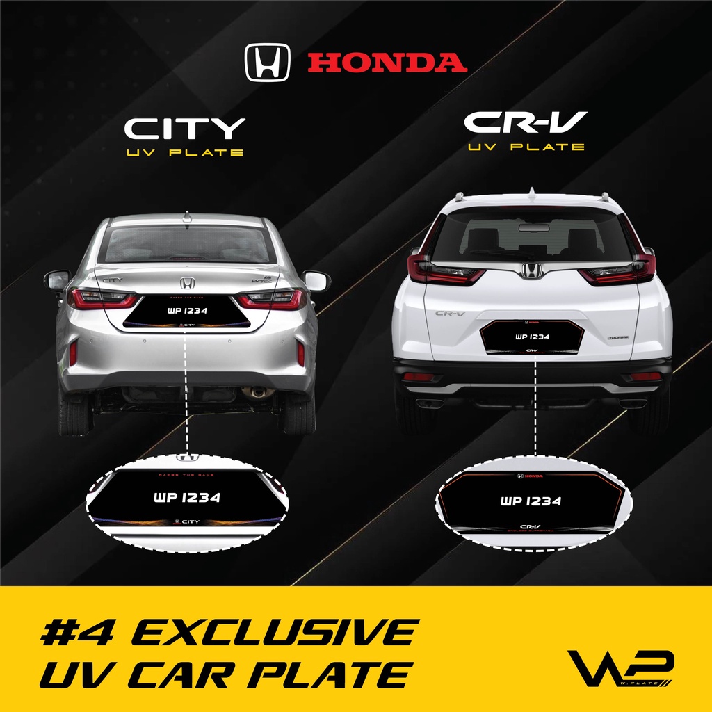 🔥HONDA EXCLUSIVE🔥#4 UV CAR PLATE DESIGN (3mm Thick) | Shopee Malaysia