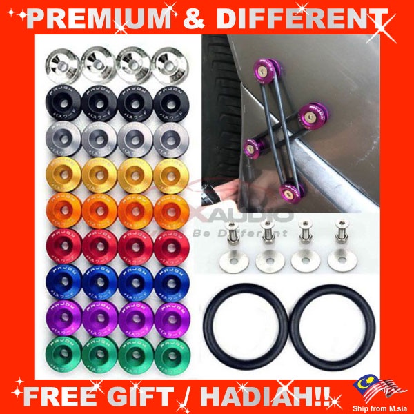 JDM Style Front Bumper Fender Aluminum Quick Release Fastener Rubber O ...