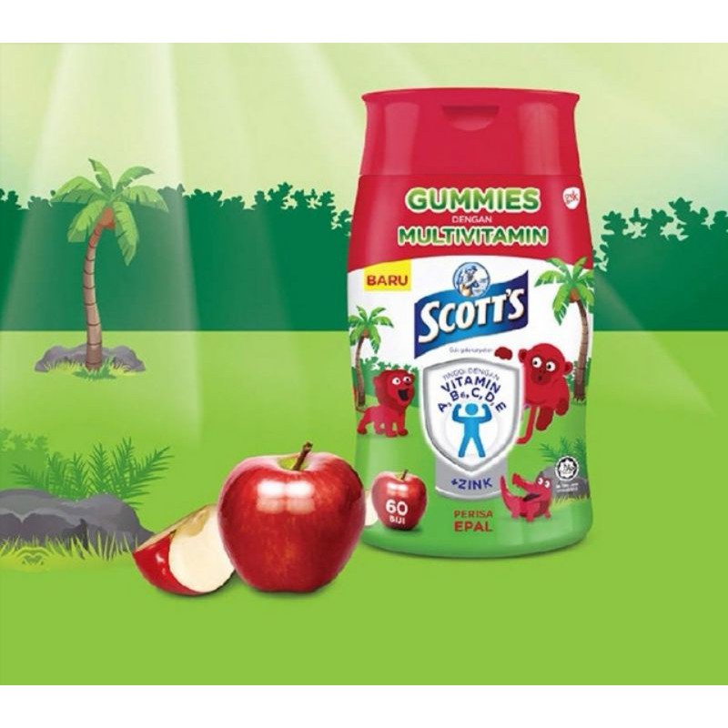 Exp: 2025 Scott's Gummies dengan Multivitamin 60's (Apple/ Tropical ...