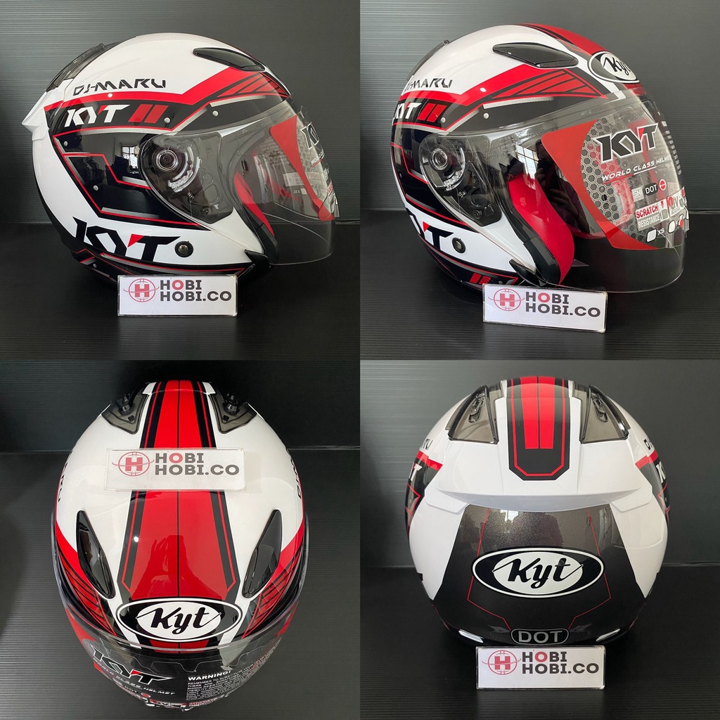 Helmet HALF FACE KYT DJ MARU KYT MOTIF 9 WHITE RED Helmet HALFFACE KYT ...