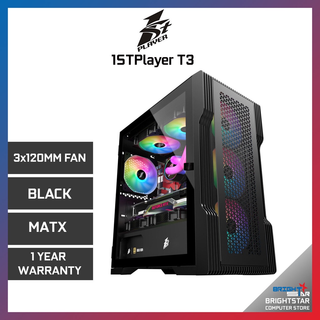 1STPlayer T3 / T3 V2 MATX Desktop Casing 3x120mm Fan | Shopee Malaysia