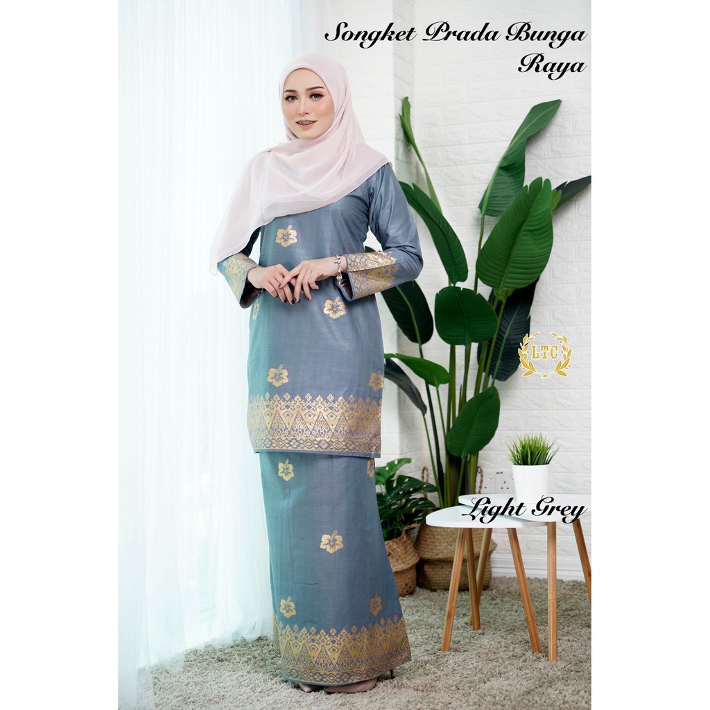 SONGKET PRADA BUNGA RAYA (SPBR) - LIGHT GREY | Shopee Malaysia