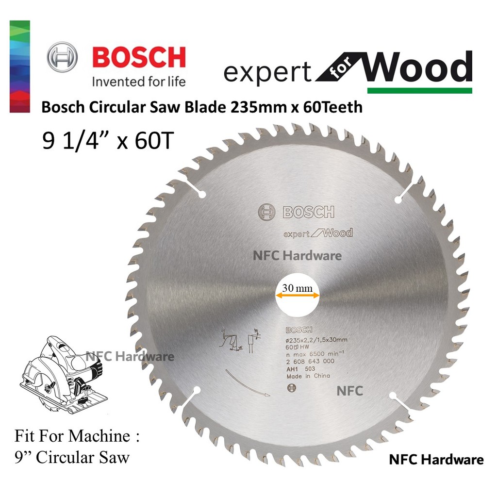 BOSCH Circular Saw Blade 9-1/4" x 60T Expert for Wood (1 PC) | Shopee ...