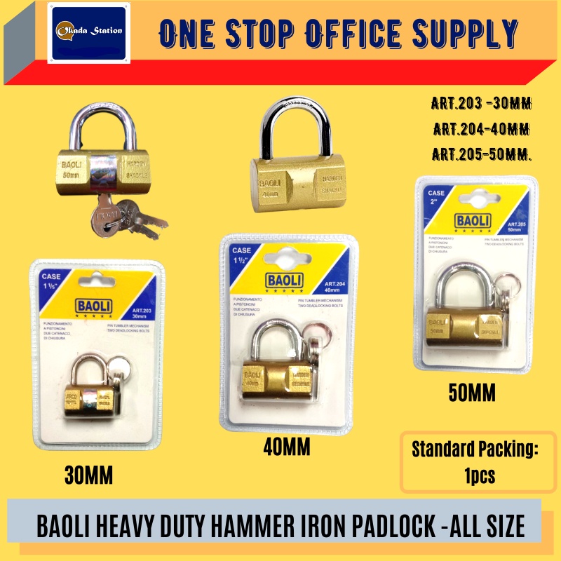BAOLI HEAVY DUTY HAMMER IRON PADLOCK / PADLLOCK BESI TUKUL TUGAS BERAT ...