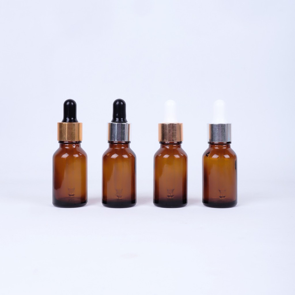 15ML Round Bottle Kaca Amber / Botol Serum / Essential Botol (Ready ...