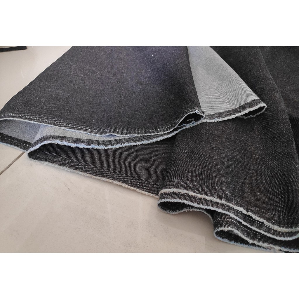 Cotton Denim Jeans Medium Thick Indigo Black Fabric 50”/Kain Cotton ...