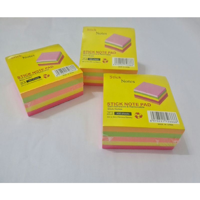 Sticky Notes Pad (5 in 1 Colour) 76mmX76mm (3"x3") (500sheets) | Shopee ...