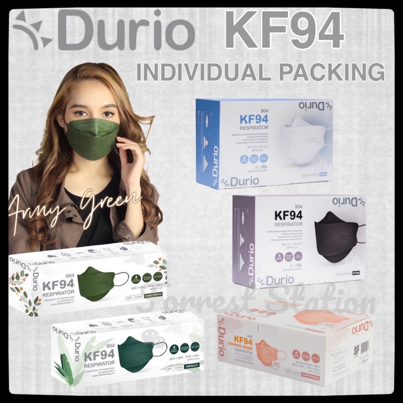 Durio 904 Adult /KF94 Respirator (White,Black,Copper oxide)- 40pcs ...