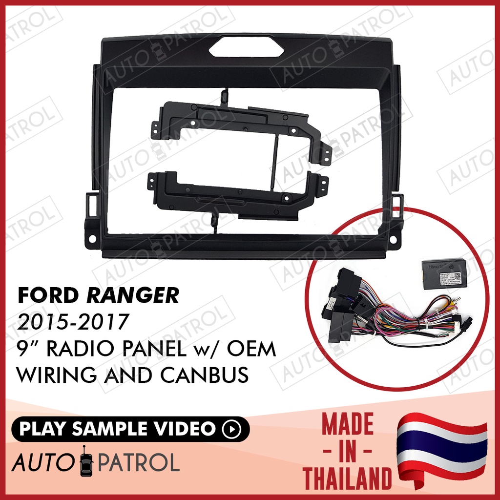 Ford Ranger 2015-2017 9" Car Radio Panel Frame w/ Wiring and Canbus ...