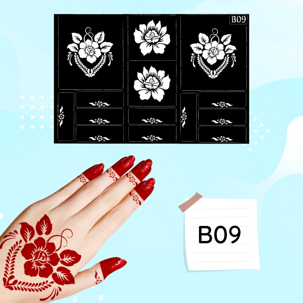 (BORONG) Sticker inai / Sticker Henna / Henna Stencil / Mehndi Stencil ...