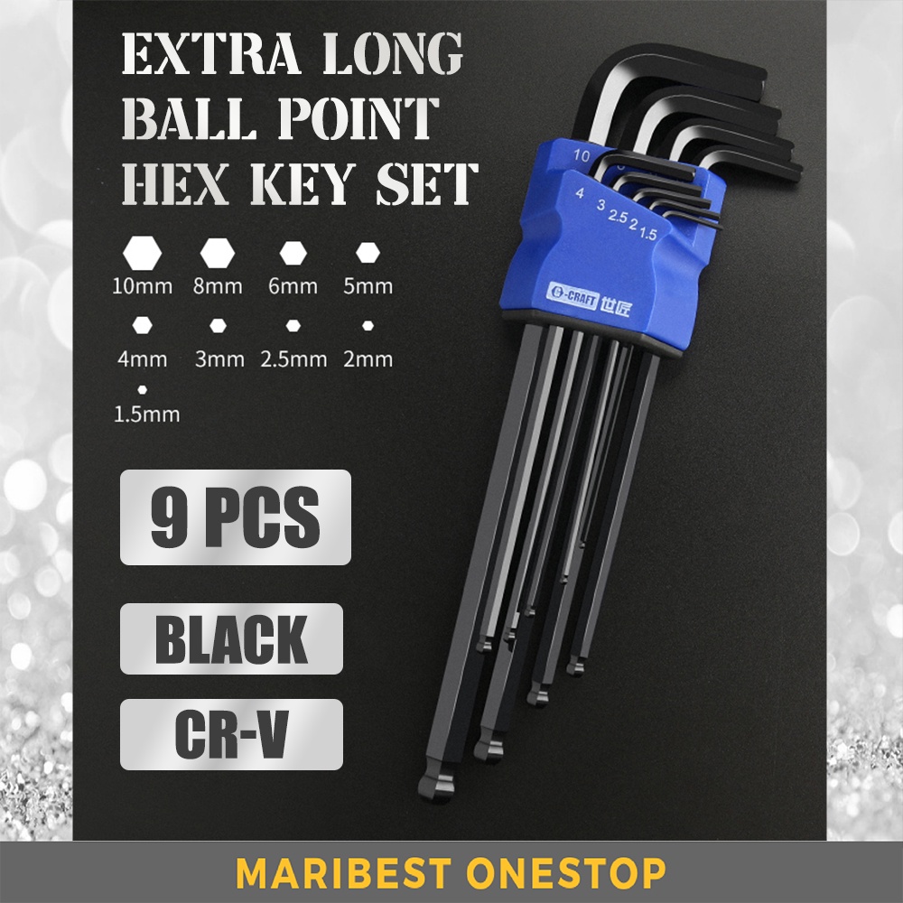 9PCS G-CRAFT EXTRA LONG-ARM BALL POINT HEX KEY SET WITH CASE L SHAPE ...