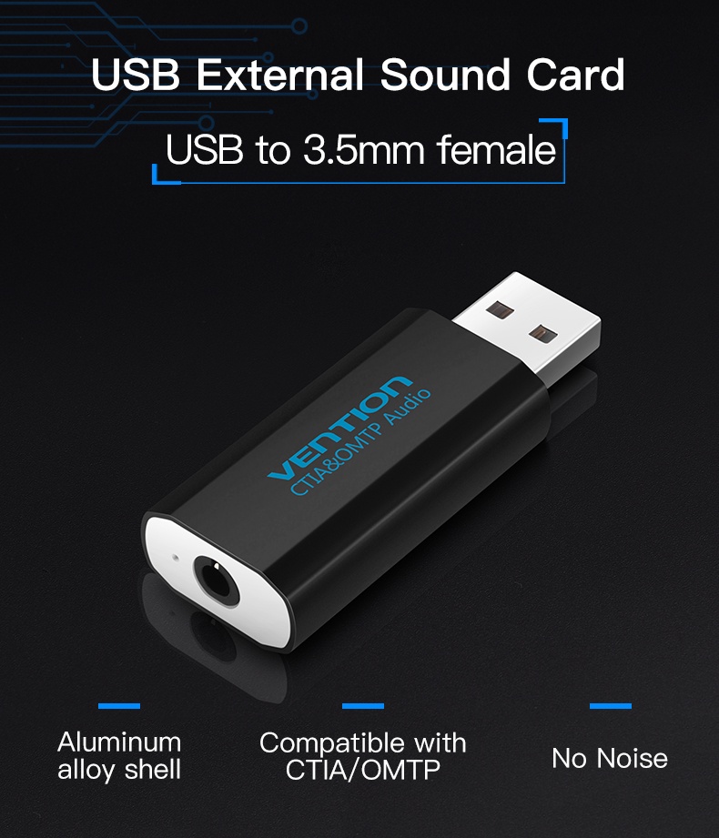 Vention 2-in-1 USB Audio Adapter, Plug and Play Sound Card with 3.5mm ...