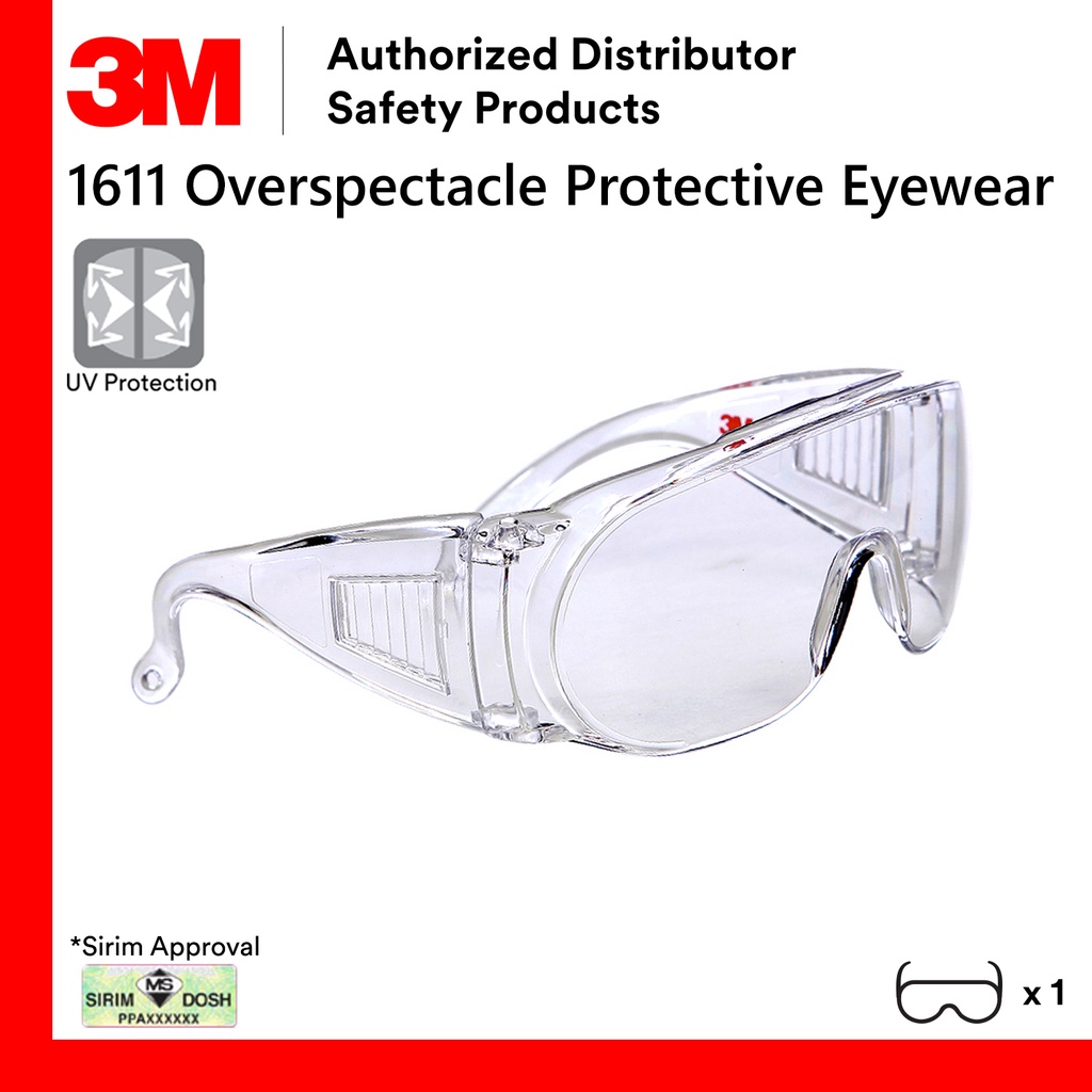 3M 1611 Safety Eyewear/ Safety Glasses/ Over Spectacle/ Visitor Specs ...