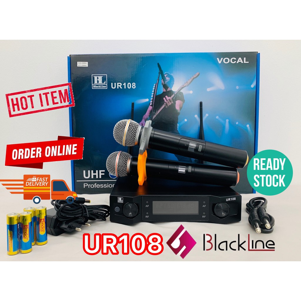 Blackline UR108 Dual Wireless Handheld/Bodypack Microphone System Set(2 ...